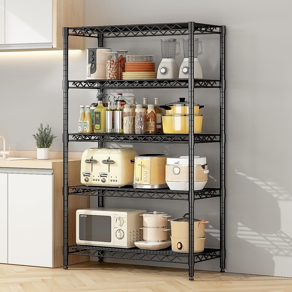 Qiaoxuan 5 Wire Shelving Utility Storage Shelf, Adjustable Heavy Duty Storage Shelving Unit, Metal Organizer Wire Rack, Standing Shelf for Laundry Bathroom Kitchen Garage (36" X 14" X 71")