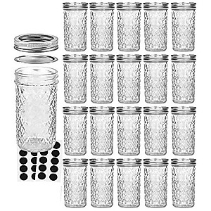 VERONES Mason Jars 12 OZ, Canning Jars Jelly Jars With Regular Lids, Ideal for Jam, Honey, Wedding Favors, Shower Favors, 20 PACK