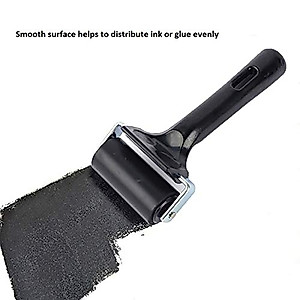 3 Pack Printmaking Brayers - Premium Brayer Rollers for Crafting, Hard Rubber Roller Brayers, Vinyl Roller Ink Paint Brush for Wallpapers Stamping Gluing Application (2.4’’, 4’’, 7.9’’) (Black)