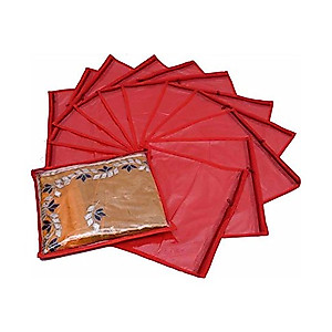 Fashion Bizz Fashion Bizz Saree Cover Set of 12-Red