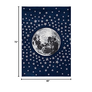 SAFAVIEH Carousel Kids Collection Accent Rug - 4' x 6', Navy & Grey, Non-Shedding & Easy Care, Ideal for High Traffic Areas for Boys & Girls in Playroom, Nursery, Bedroom (CRK135N)