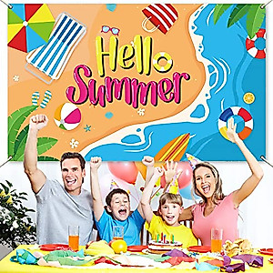 Beach Backdrop Decorations Hawaiian Pool Party Banner Pool Surfboard Background for Birthday Summer Hawaiian Themed Party Supplies Favors