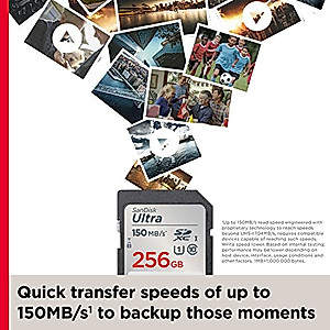 SanDisk 256GB Ultra SDXC UHS-I Memory Card - Up to 150MB/s, C10, U1, Full HD, SD Card - SDSDUNC-256G-GN6IN