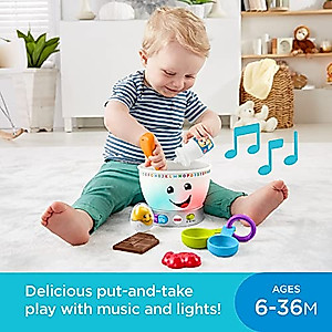 Fisher-Price Laugh & Learn Baby Learning Toy Magic Color Mixing Bowl With Pretend Food Music & Lights For Ages 6+ Months