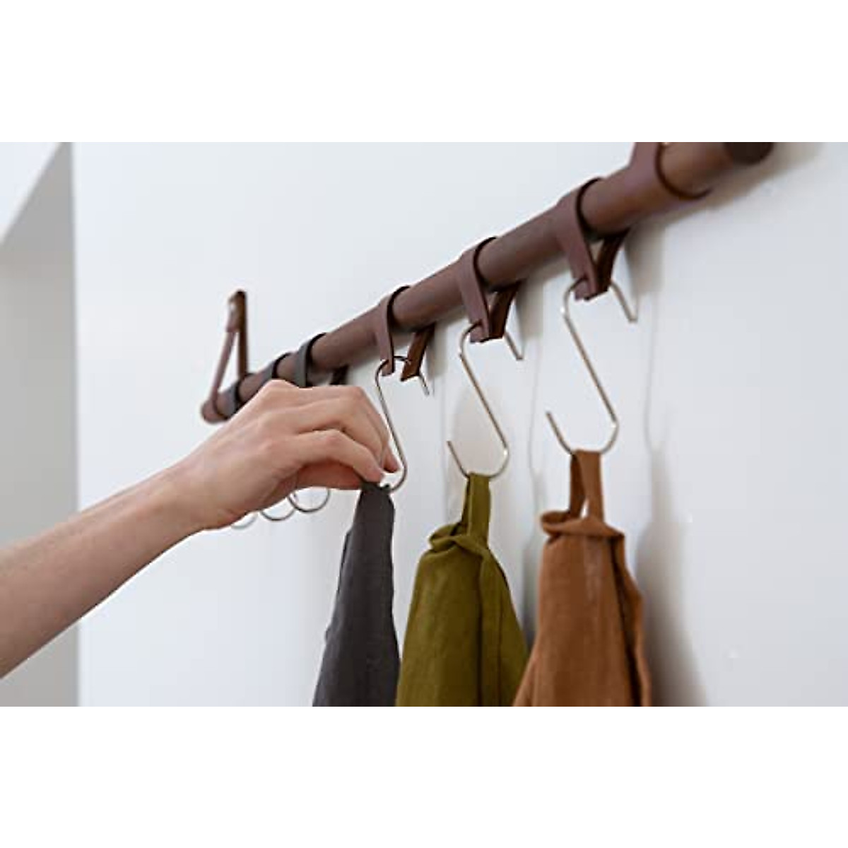Leather Loop Hooks household storage & organization towel holder kitchen oven hook strap closet pants hook hanger pan hooks jeans hooks [3, 6 or 12 PK]