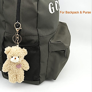 Zitokin Bear Plush Keychain Toys for Kids with Purple Heart 5" Inch Stuffed Teddy Plushie Backpack Purse Pendant Gift for Girls (B-Brown-Heart)