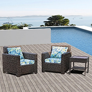 JMKaixin Outdoor Seat/Back Deep Chair Cushion Set for Patio Furniture - Lounge Chair Cushions with Zipper - Water-Resistant Patio Chair Cushions 22x22