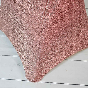 TABLECLOTHSFACTORY Rose Gold Wholesale Stretchy Spandex Tablecover Glitz Tablecloth for Cocktail Table Wedding Restaurant Tablecloth