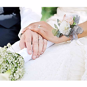 One Boat Wedding Bride Wrist Corsage Lace Wristband Corsage Bridesmaid Womens Wrist Corsage for Party Prom Homecoming,Set of 6