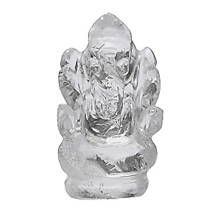Clear Quartz Ganesha Idol - Crystal Ganesha Idol for Car Dashboard - Spiritual Home, Office and Room Table Decor Ganesha Statues Made of Crystals and Healing Stones