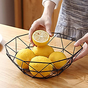 Fruit Bowl, Fruit Bowl For Kitchen Counter, 2Pcs Wire Fruit Basket, for Countertop, Home Decor, Table Centerpiece Decorative Hold Vegetables, Bread, Snacks (Black)