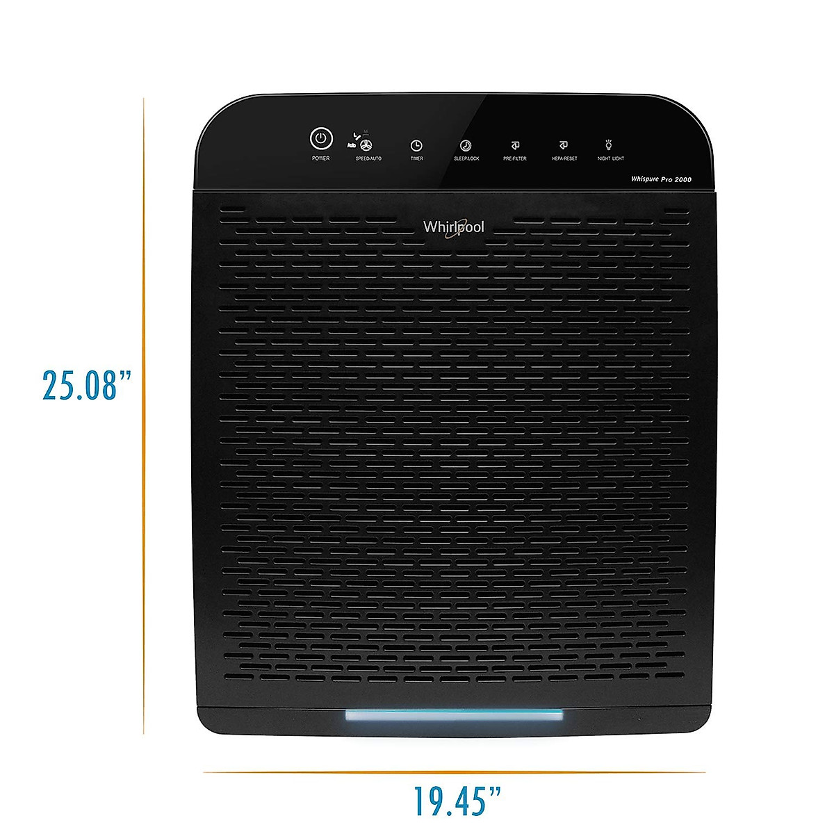 Whirlpool WPPRO2000B Whispure True Hepa Air Purifier, Activated Carbon, 508 Sq ft, Smart Auto Mode, Ideal For Allergies, Odors, Pet Dander, Mold, Smoke, Wildfire & Germs - Slate Black