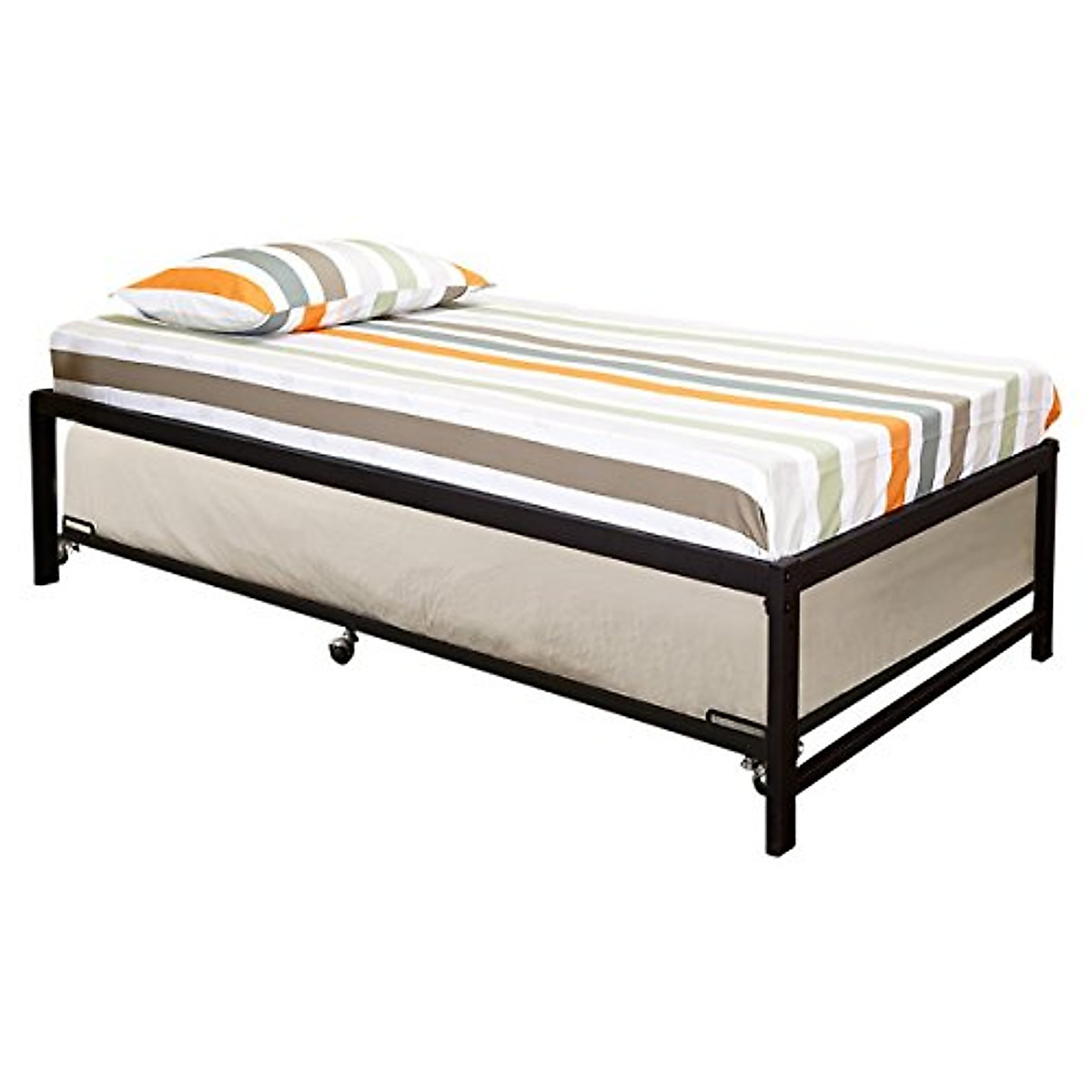 Kings Brand Furniture - Black Metal Twin Size Day Bed (Daybed) Frame with Roll Out Trundle