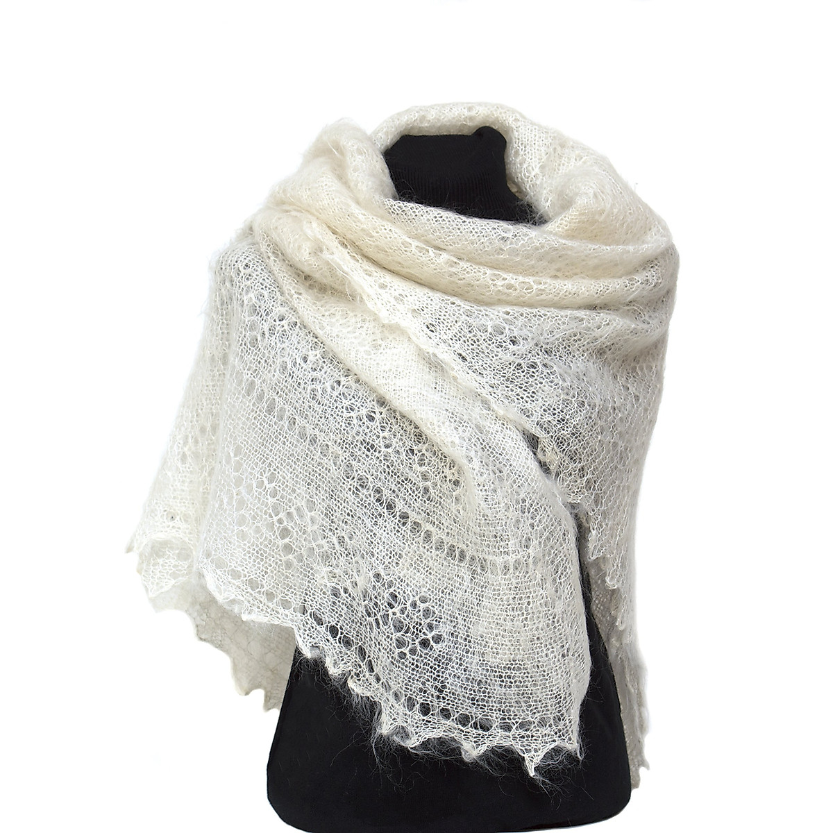 Fedelkea Victorian Lace Bridal Orenburg Crochet Shawl Winter Wedding 47x47 Inch