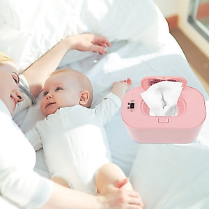 Car Wipe Warmer Baby Wipe Warmer Heater Dispenser Diaper Wipe Box Case Container for Home Hotel Car Pink Diaper Wipe Warmer