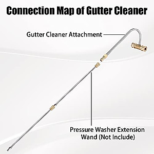 FIXFANS Pressure Washer Gutter Cleaner Attachment, 4000 PSI, Gutter Cleaning for Power Washer with 4 Nozzles, 1/4 Inch Quick Connect