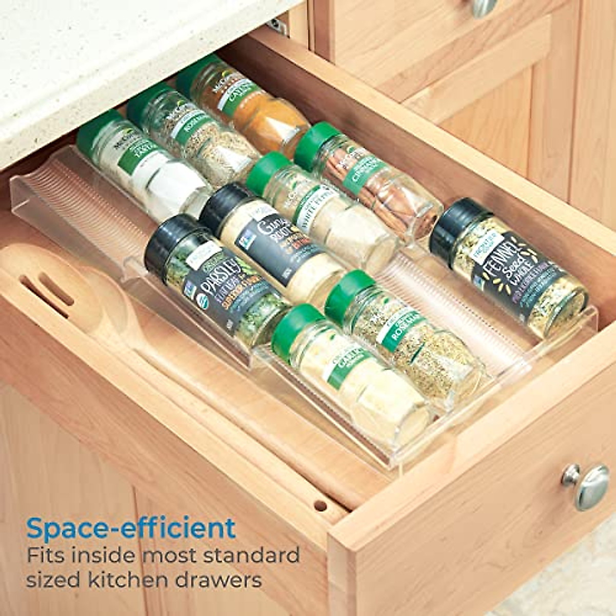 iDesign Linus Spice Rack, Drawer Organizer for Kitchen Storage - Clear