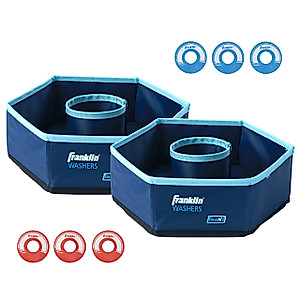 Franklin Sports Washer Set - (2) 12" x 12" Folding Targets - Portable Fun - Perfect for Beach, Tailgating, Parties - Replacement Bottle Cap Washers , (Blue,Red)