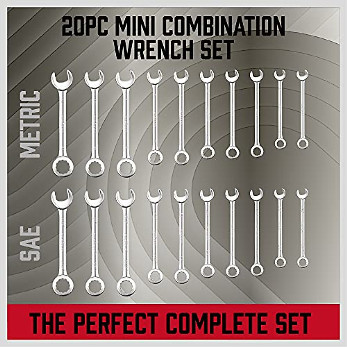 Premium Midget Wrench Set - 22-Piece Mini Combination Wrench Set, Metric & SAE Ignition Wrench Set, 4-10mm & 5/32'' to 7/16'', Li ghtweight Small Wrench Set with Carry Pouch