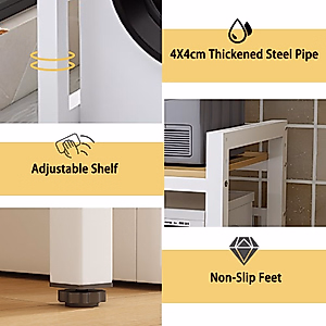 ACLFF Over The Washer Storage Shelf with Adjustable Feet, Over The Dryer Storage Shelf with Countertop, Washing Machine Storage Rack with Shelves, for Bathroom, Laundry Room