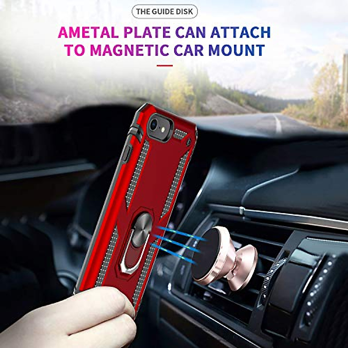 LeYi for iPhone SE 2020 Case (3rd Gen), iPhone SE Case 2022 with [2Pack] Tempered Glass Screen Protector, [Military-Grade] Phone Case with Magnetic Kickstand for iPhone SE 2022/2020, Red