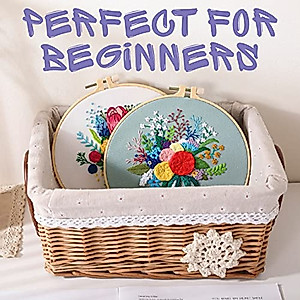 Expression Tees Embroidery Kit for Beginners & Adults - Easy Hand Embroidery Set with Cross Stitch Kits, Beginner Friendly DIY Craft, All-Inclusive Starter Kit Floral Bouquet Designs (#5 Floral)