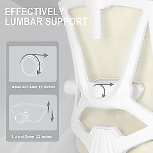 Misolant Ergonomic Office Chair with Footrest, Ergonomic Desk Chair with Adjustable 2D Lumbar Support, High Back Office Chair with Adjustable Headrest, Comfortable Executive Office Chair