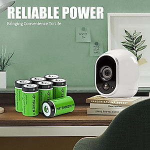 Taken 8 Pack CR123A Lithium Batteries 3.7V 123 Batteries Lithium [CAN BE RECHARGED] with Charger for Arlo VMC3030 VMK3200 VMS3330 3430 3530