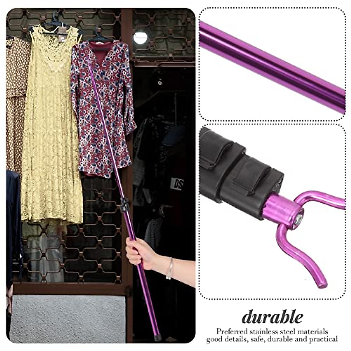 BESPORTBLE Outdoor Room Essentials Clothes Reaching Rod 63 Adjustable Clothes Fork Pole Clothes Fork Clothes Picking Rod for Hanging Clothes, Shutters, Closet, Ceiling Garment Rod Dorm