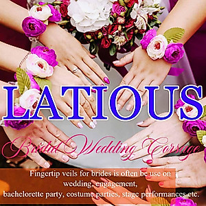 Latious Wedding Bride Wrist Corsage Red Artificial Wrist Flower Flowergirl Hand Flowers Bridal Prom Party Accessories for Women and Girls (A-Red)