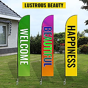 VEVOR Advertising Flag Pole, 2 x Feather Flag Bundles with Ground Spike, 16 ft Windless Flag Pole Sets with Ground Mounting Stake, 6pcs Swooper Flag Pole Kit, Sign Flag for Businesses Storefronts