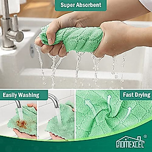 HOMEXCEL Dish Towels 12 Pack,Premium Kitchen Towels,Super Absorbent Coral Fleece Dishtowels, Nonstick Oil Washable Fast Drying Kitchen Cloth Rags