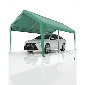 GAOMON 13'x20' Carport, Heavy Duty Portable Garage, 1.0 mm Steel Poles & 180 g PE Waterproof Canopy, for Boat, and Pickup Truck Green