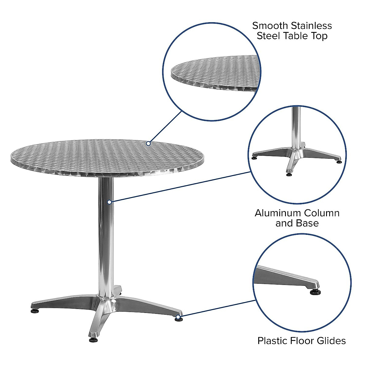 Flash Furniture Mellie 31.5'' Round Aluminum Indoor-Outdoor Table with Base