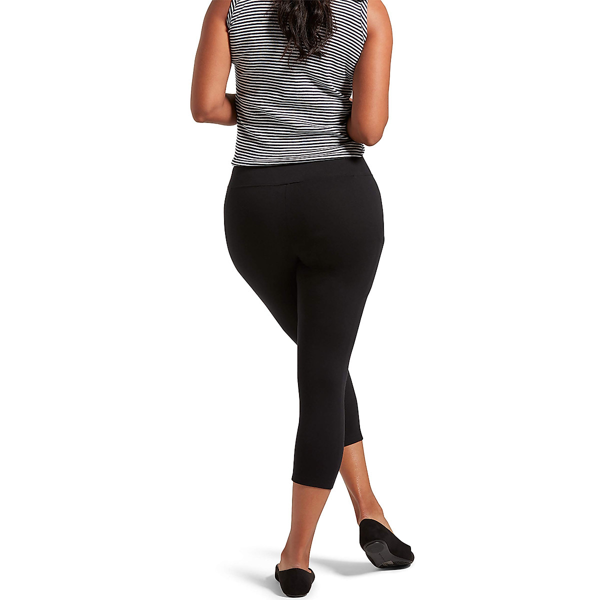 No nonsense womens Cotton Lounge Capri With Tech Pocket Legging, Black, X-Large US