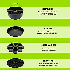 8 Inch Air Fryer Accessories XL 11 PCS Set,for GOWISEUSA/NINJA/COSORI/PHILIPS and All Air Fryers Above 3.7Qt, Non-Stick Coating with BPA-Free