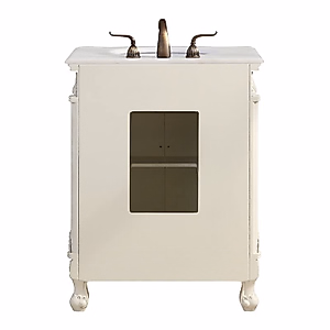 Benton Collection 27" Hayman Antique White Classic Style Old Fashioned Bathroom Vanity BC-2917W-AW-27