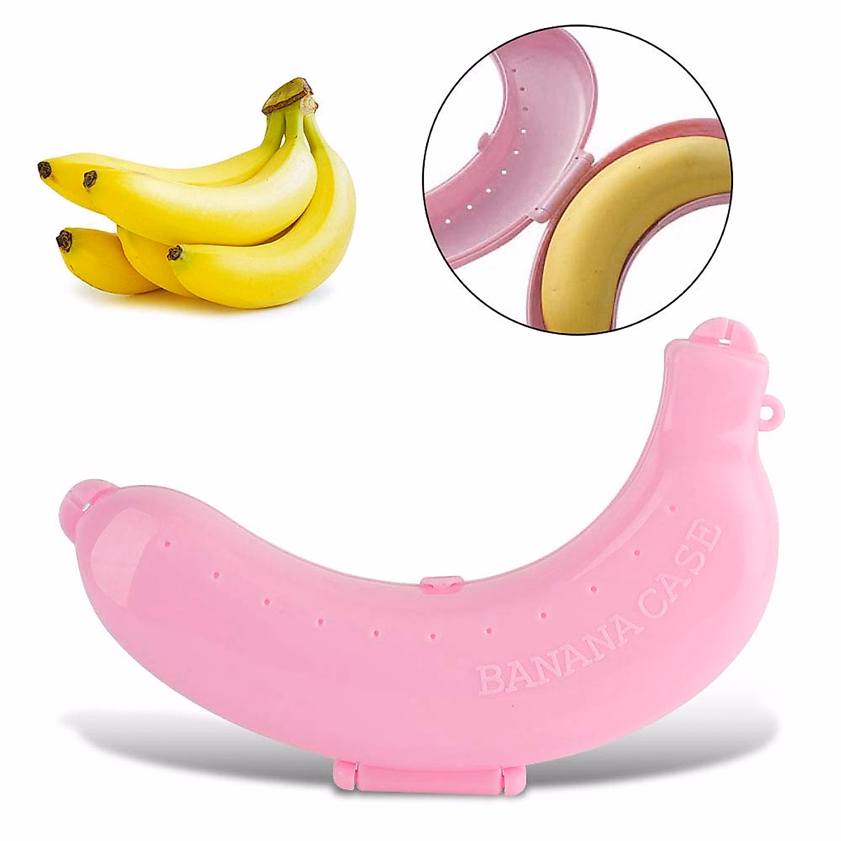Tnfeeon Banana Keeper, Outdoor Travel Case Banana Protector Cute Carrier Storage Box Plastic Banana Protector Box Banana Case for Lunch Box Storage Covers for Fruits Freshness ()