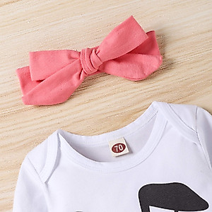 Newborn Infant Baby Girl My 1st Easter 3Pcs Clothes Set Long Sleeve Romper Bodysuit+Rabbit Pants+Headband Outfit (White, 6-12 Months)