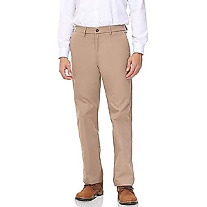 Soojun Men's Classic Fit Wrinkle Resistant Comfort Waist Flex Pant, Khaki, 38Wx30L