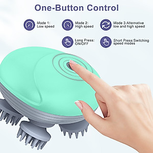 JXTZ Handheld Pet Massager for Dogs and Cats, Portable Electric Cat and Dog Massage Tool with 4 Massage Heads, 3 Speeds, Electric Pet Massager Head and Back Scratcher for Tight Muscles Stiffness Green