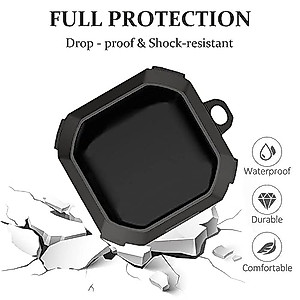 Military Armor Case with Secure Lock for Samsung Galaxy Buds Pro 2 Case/Buds Pro Case/Buds Live Case/Buds 2 Case Cover Full-Body Rugged Hard Shell for Men Women with Keychain Carabiner #Black