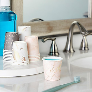 Sparkle and Bash 100 Pack Disposable 4 oz Paper Cups for Coffee, Espresso, Mouthwash, 4 Marble Designs