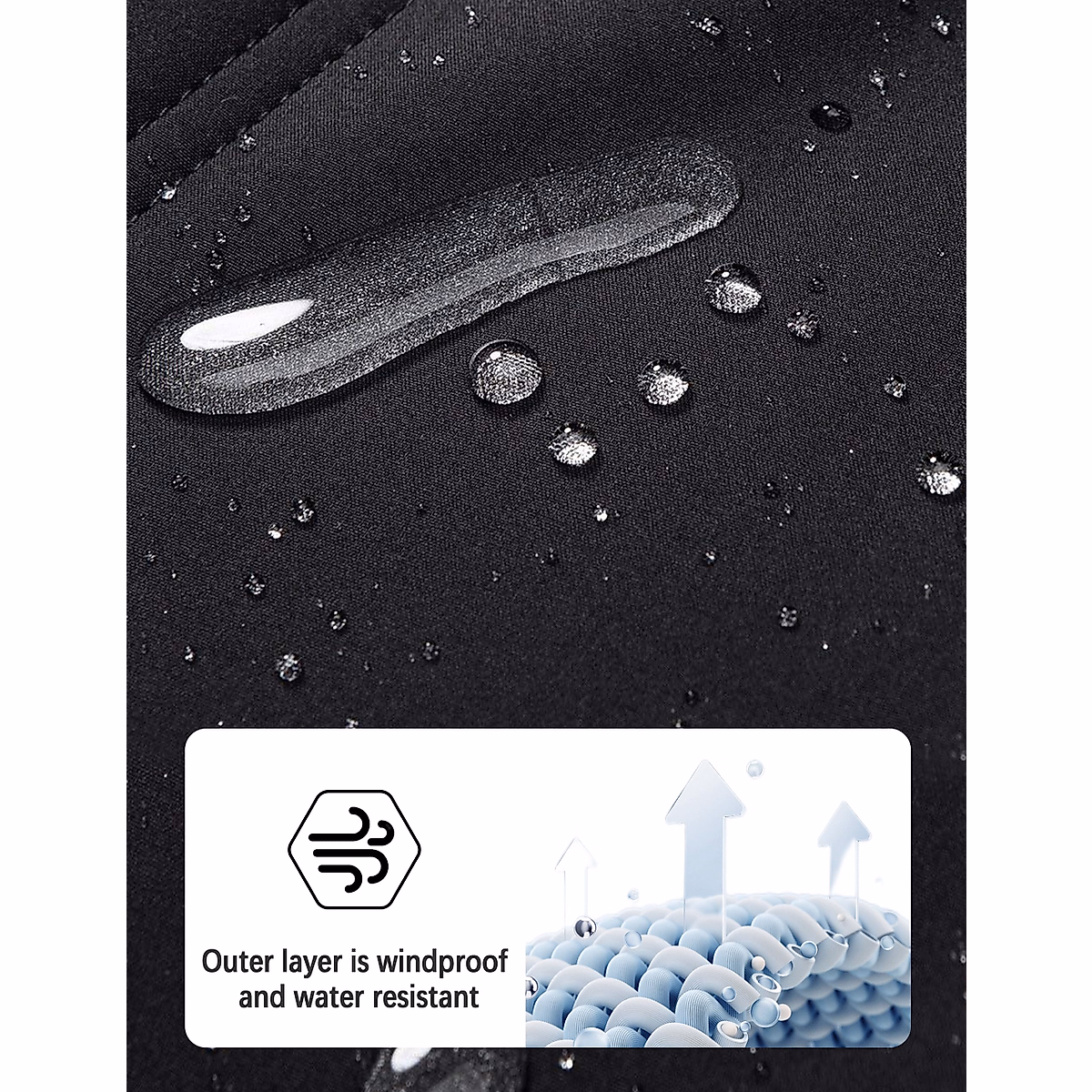 FREE SOLDIER Men's Outdoor Softshell Fleece Lined Cargo Pants Snow Ski Hiking Pants with Belt (Black 32W/34L)