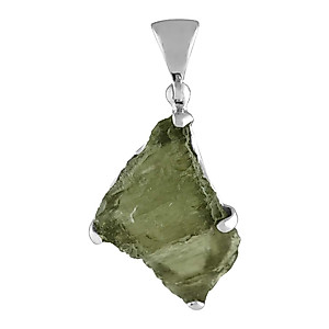 Starborn Natural 12-15 cts Moldavite Sterling Silver Pendant