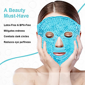 CONBELLA Cold Face Eye Masks Ice Face Mask Hot Cold Compress For Dark Circles, Puffiness, Migraines, Headache, Stress, Redness, Cooling Face Masks For Women Man, Skin Care