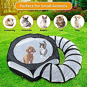 Small Animal Playpen Guinea Pig Cage Rabbit Pet with Tunnel Breathable&Transparent Pop Open Indoor Outdoor Exercise Portable Yard Fence with Top Cover for Cats,Bunny,Hamster,Hedgehog Pet,Chinchillas
