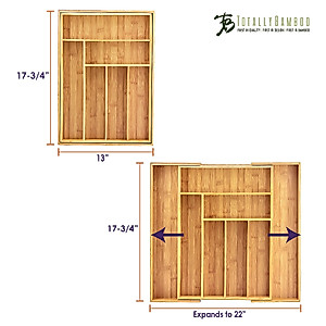 Totally Bamboo Kitchen Drawer Organizer, Expandable Silverware Organizer and Utensil Holder, 8 Compartments with Dividers