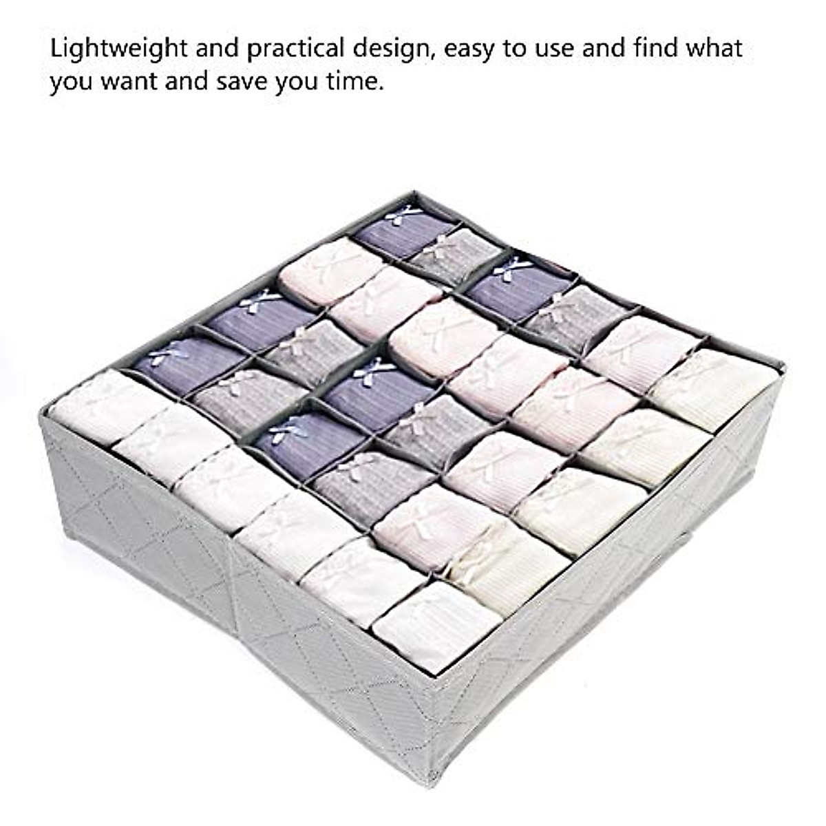 SALUTUYA Sock Drawer Organizer Divider, Underwear Organizer Durable 30 Grids Soft Foldable for Storing Underwear Bra for Bedroom