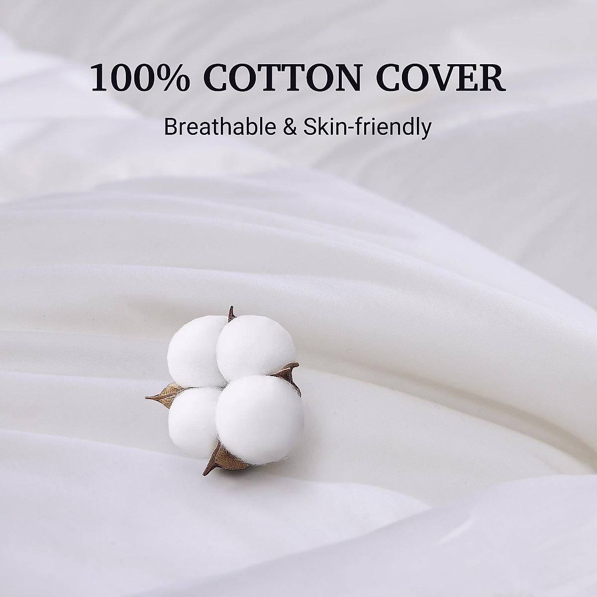 Hotel Grand 5 inch Extra Thick White Down Feather Mattress Topper Queen Size, Luxury 233 Thread Count 100% Cotton Pillowtop Featherbed Hotel Collection Mattree Topper 60x80 inch